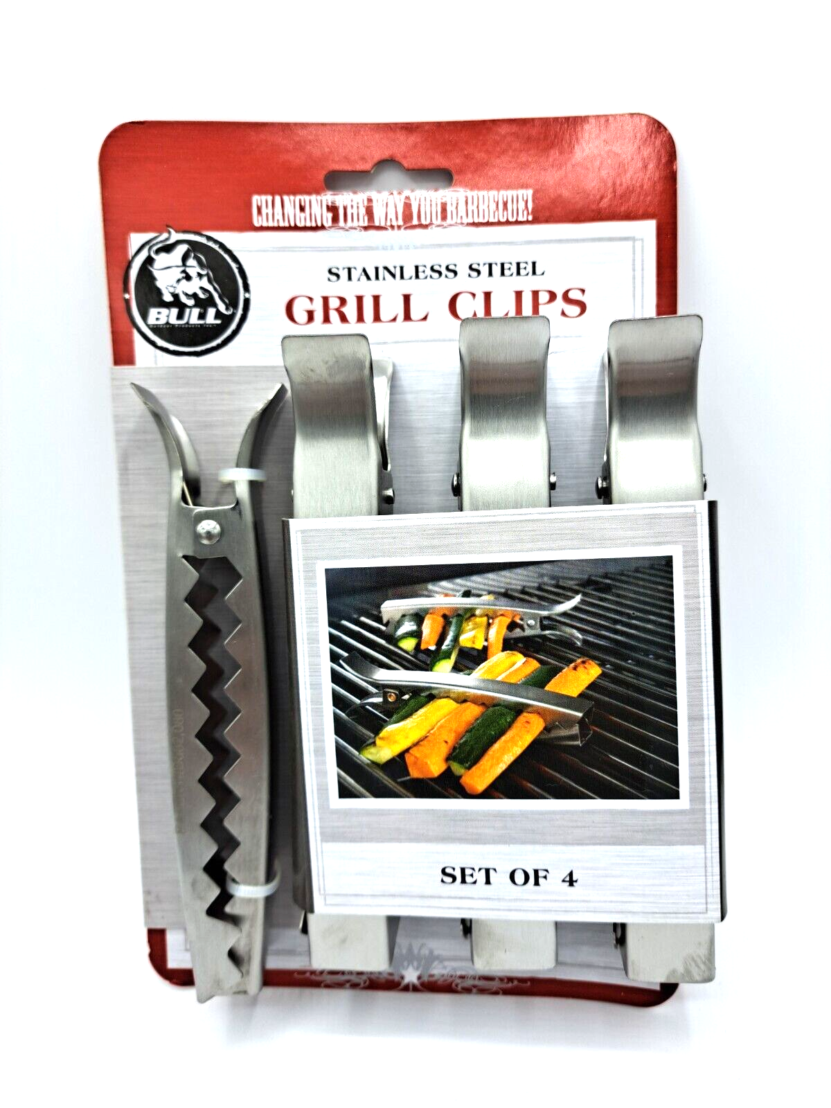 4pk Bull Stainless Steel Grill Clips, Easy Grilling Veggies For Parties ...