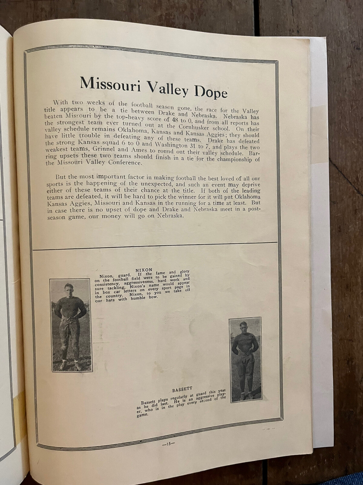 1922 Historic Oklahoma vs Nebraska football program/BENNIE OWEN/BOYD ...