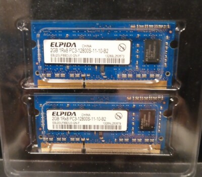 Elpida 4GB (2x2GB) SODIMM RAM 1Rx8 PC3-12800S Apple Macbook Pro Air Mac ...
