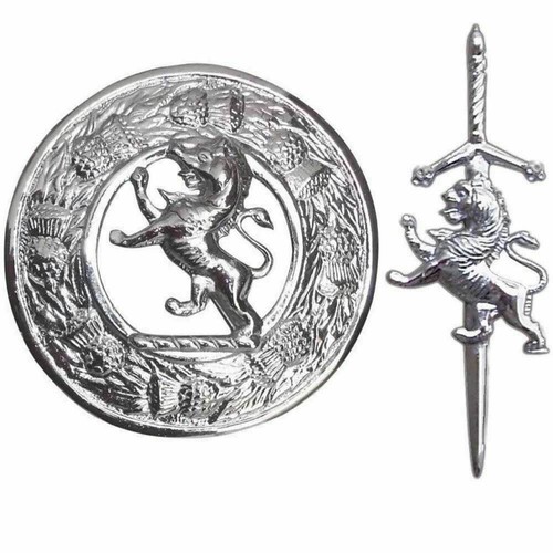 TC Brand New Rampant Lion Kilt Pin and Brooch Men Kilt Fly plaid Chrome ...
