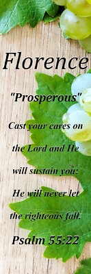 Florence "Prosperous" Keepsake Name Meaning Bookmark with Bible Verse ...