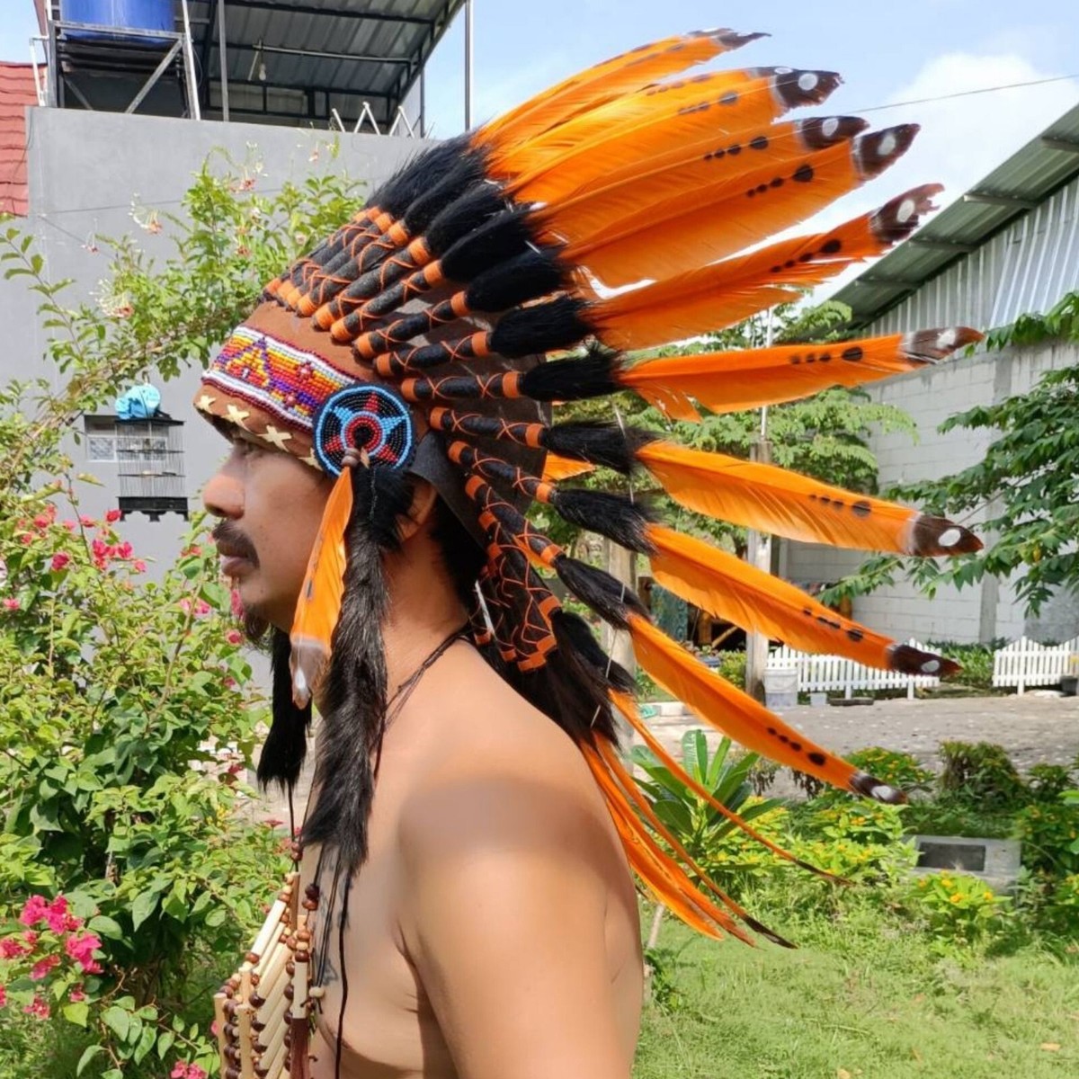 American Indian Headdress Long Novum Crafts Feather Headdress | Native