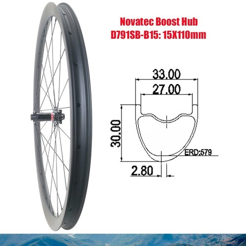 29er MTB XC Carbon Mountain Bike Front Wheel with Boost Hub Tubeless ...