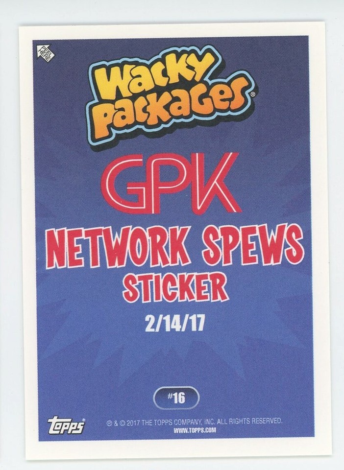 2017 Garbage Pail Kids Network Spews The Leggo Bootman Movie Sticker ...