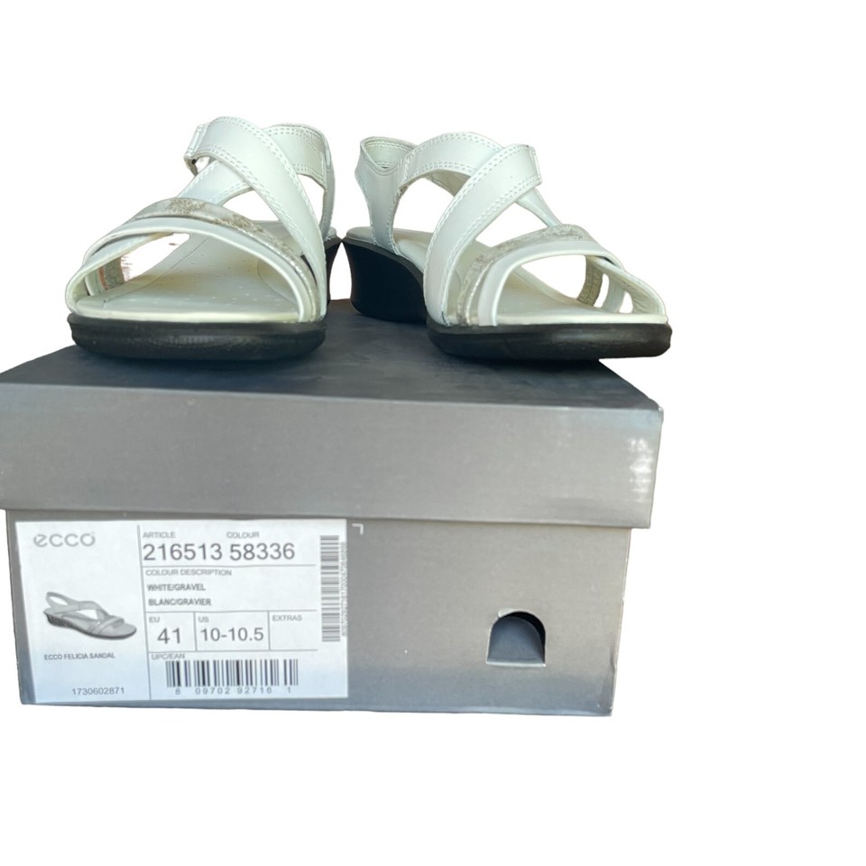 ECCO Womens Felicia Sandals Size 41 New In Box White Low Heel | eBay