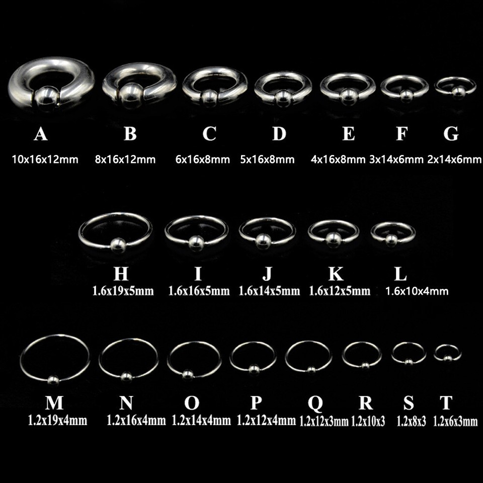 4PC Easy Fit Large Gauge BCR 3-12mm Heavy CBR Ball Closure Ring PA ...