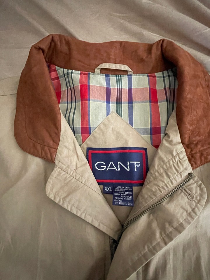 VTG GANT Lined Leather Collar Bomber Dad Grandpa Jacket XXL Dry Clean Only | eBay