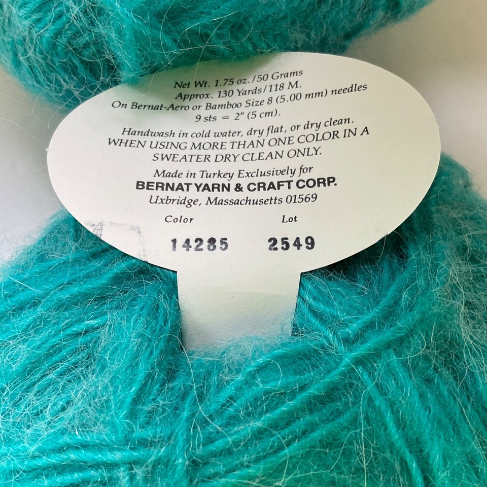 Bernat Misti Wool/Mohair/Acrylic Yarn Lot of 2 Teal Green/Blue New ...
