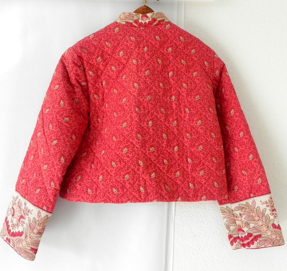 Handmade Quilted Insulated/ Crop Jacket Cotton Long Sleeve Band Neck ...