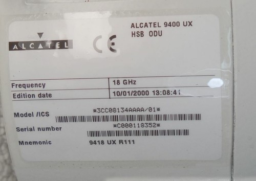 Alcatel 9400 UX HSB ODU Coupler 18 GHZ 3cc08134AAAA/01 Mnemonic 9418 UX ...