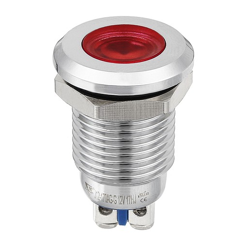 LED Indicator Light 12V Red 12mm Metal Pilot Custom Dash Signal Lamp ...