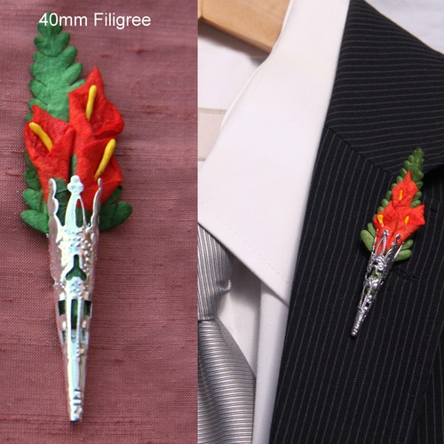 40mm Filigree "Poirot" Brooch/Lapel Pin Vase for Corsage*Buttonhole ...