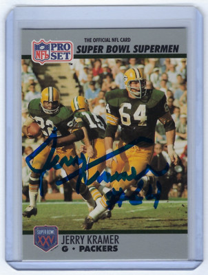 1990 PACKERS Jerry Kramer signed Pro Set SB Supermen 160 card #64 AUTO ...