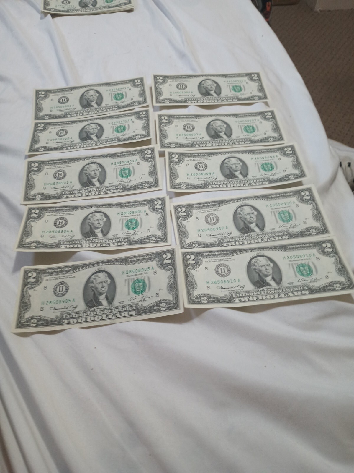 1976 $2 FEDERAL RESERVE DOLLARS SET OF 10 CONSECUTIVE UNCIRCULATED ...