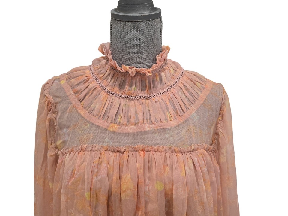 FRENCH CONNECTION Women's Floral Chiffon Diana Crinkle High Neck Blouse ...