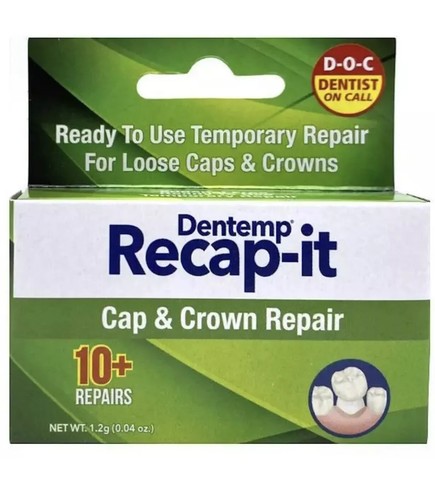 Dentemp Recapit Repair Loose Caps & Crowns No Mix Dental Cement 1g 10 ...
