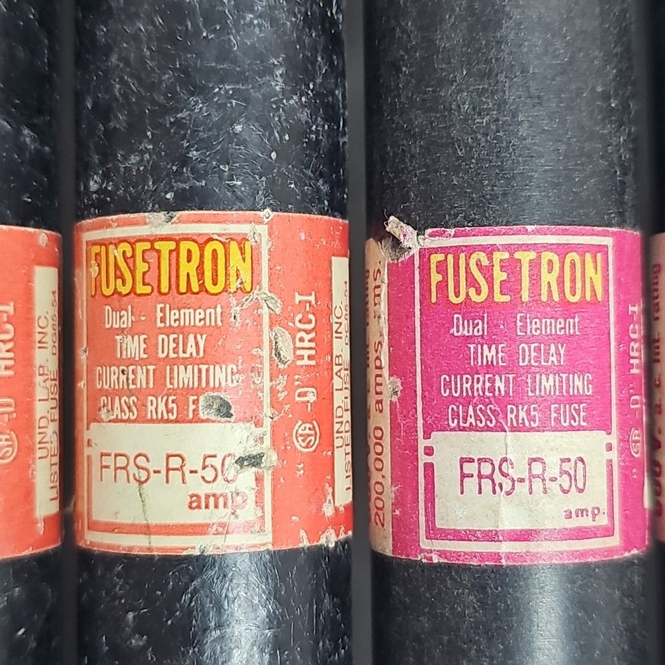 Lot of 6 Cooper Bussmann Fusetron FRS-R-50 600V 50A Time Delay Fuse ...