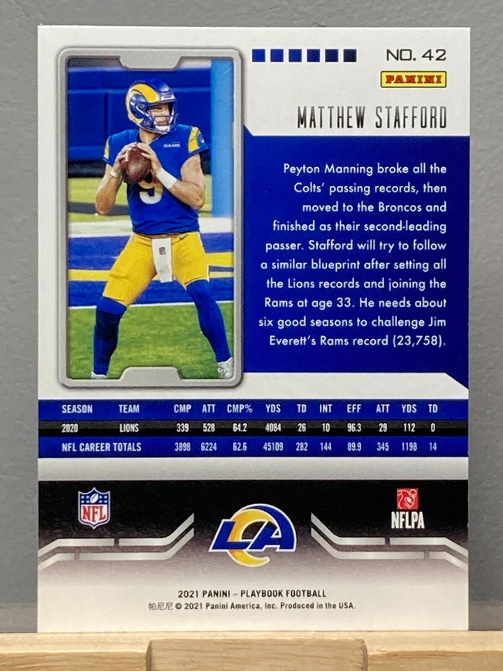 2021 Panini Playbook #42 Matthew Stafford Los Angeles Rams 1003 | eBay