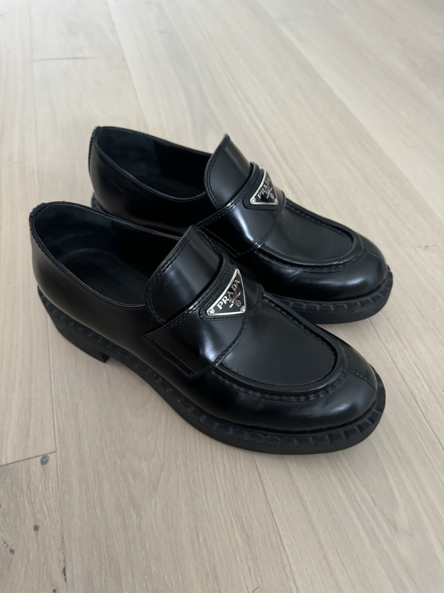 PRADA Chocolate Brushed Leather Loafer Black Size 37 | eBay PRADA Chocolate Brushed Leather Loafer Black Size 37 | eBay