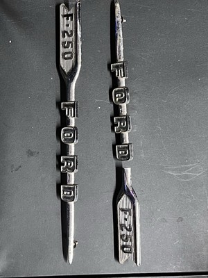 1960 Ford Truck F-250 HOOD SIDE EMBLEMS Original pair NAME PLATES | eBay