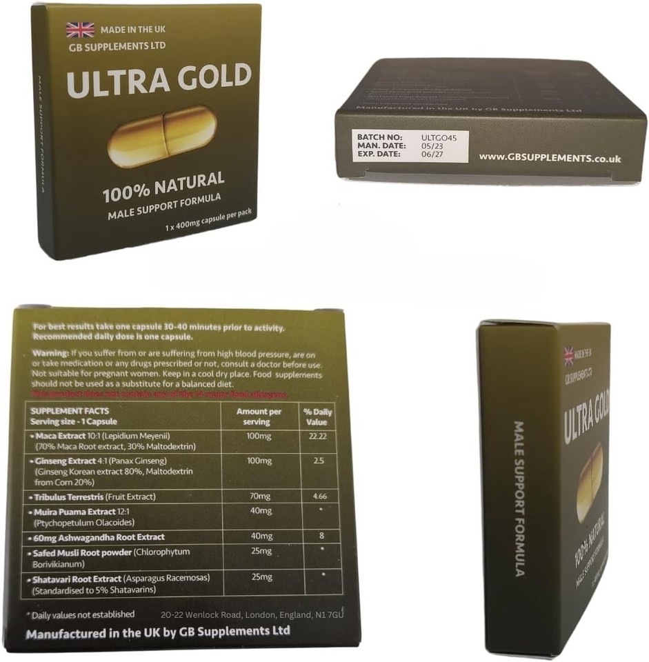 Ultra Gold High Strength 400mg Capsules 100% Natural Support & Delay ...