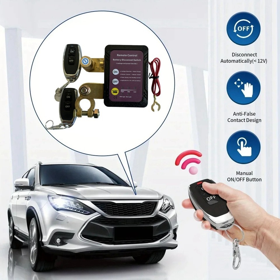 2X( Dual Remote Car Battery Disconnect Relay Master Cut-Off 12V Car5945 ...