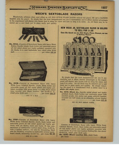 1929 PAPER AD Weck's Sextoblade Safety Razor Store Display Showcase ...