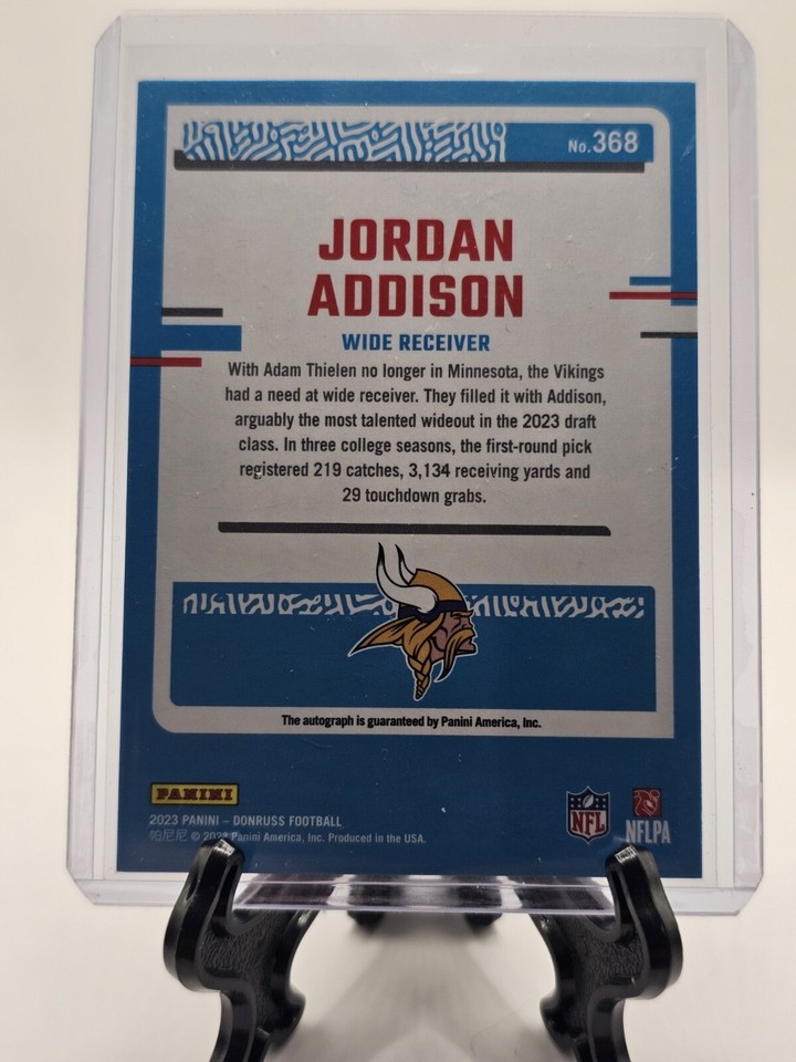 2023 Donruss Jordan Addison Rated Rookie Autograph Vikings | eBay