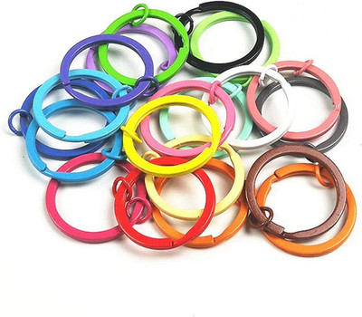 20 Pcs Multi-Colored Metal Flat Split Keyrings Keychain Rings for Home ...