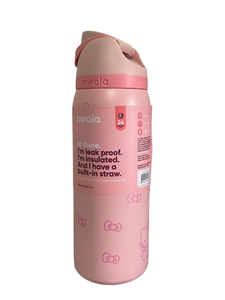 Owala Freesip 32-oz. Stainless Steel Water Bottle Pink Bow | eBay