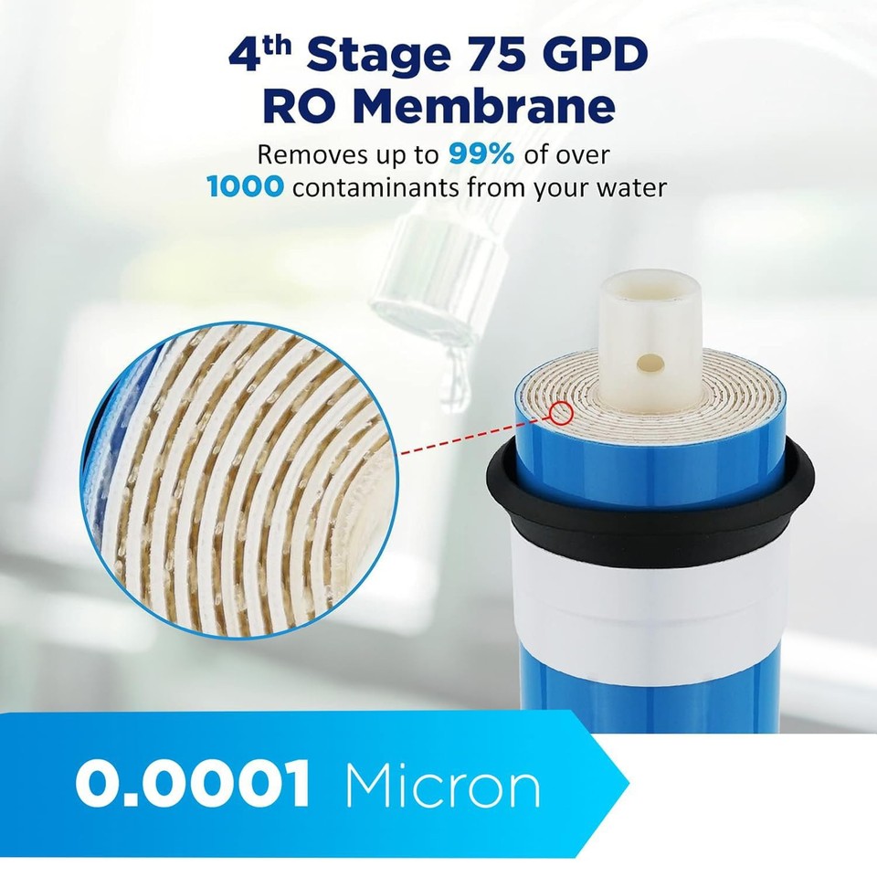 5 Stage 36/50/75/100/150 GPD RO Reverse Osmosis Water Filter 1/2/3 Year ...