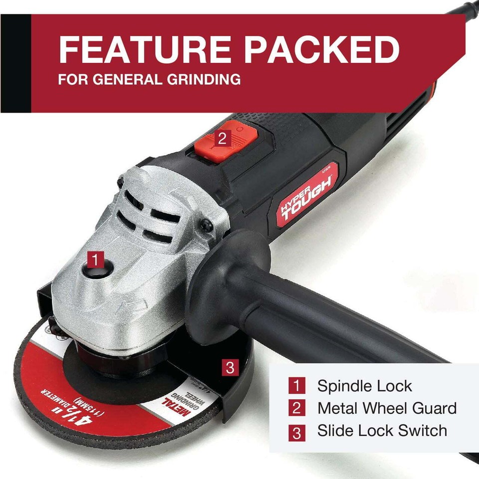 6 amp corded angle grinder with handle, guard, grinding wheel and ...