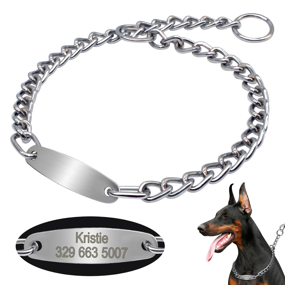 Chain Collar Dog Tag Chain For Dogs PERSONALISED DOG CHAIN METAL LINK ...