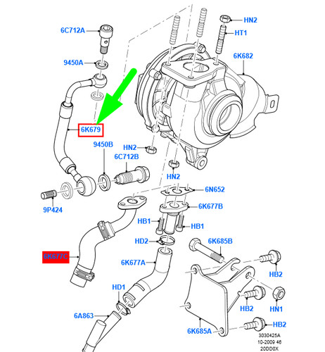 FORD MONDEO MK4 TURBO OIL FEED LINE 1255009 3M5Q-6K679-BB ORIGINAL for ...