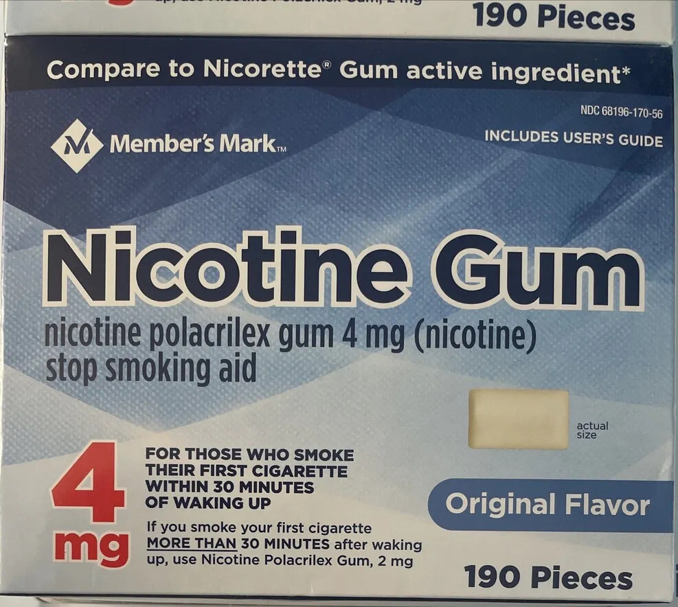 Nicotine/Nicorette gum Member's Mark Nicotine Gum 4Mg, Original Flavor ...