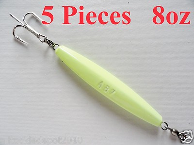 8oz Glow Diamond Jigs 5 Pieces Saltwater Fishing Lures | eBay