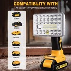 18W 2000LM Cordless LED Work Light for Dewalt 20V Li-Ion Battery DCB206 ...