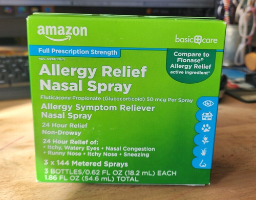 Amazon Basic Care Allergy Relief Nasal Spray 144 Metered Sprays 3-Pack ...