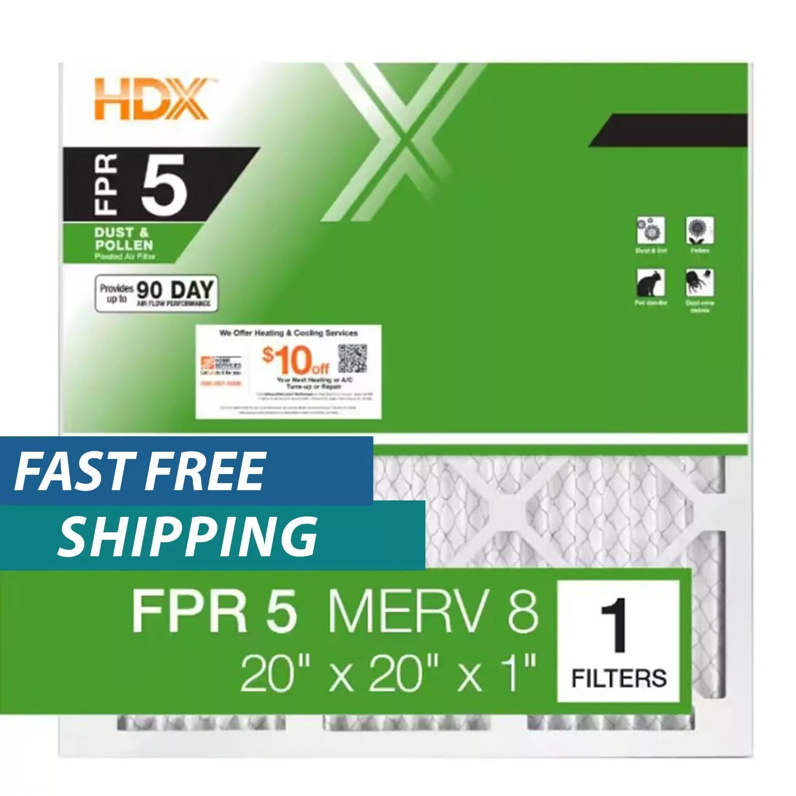 20x20x1 Air Filter Standard Pleated Furnace AC Filtro de aire 1-filter ...