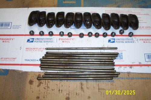 CHEVROLET 6 CYLINDER ROCKER ARMS & PUSH RODS 1974 250 orig vintage GM ...