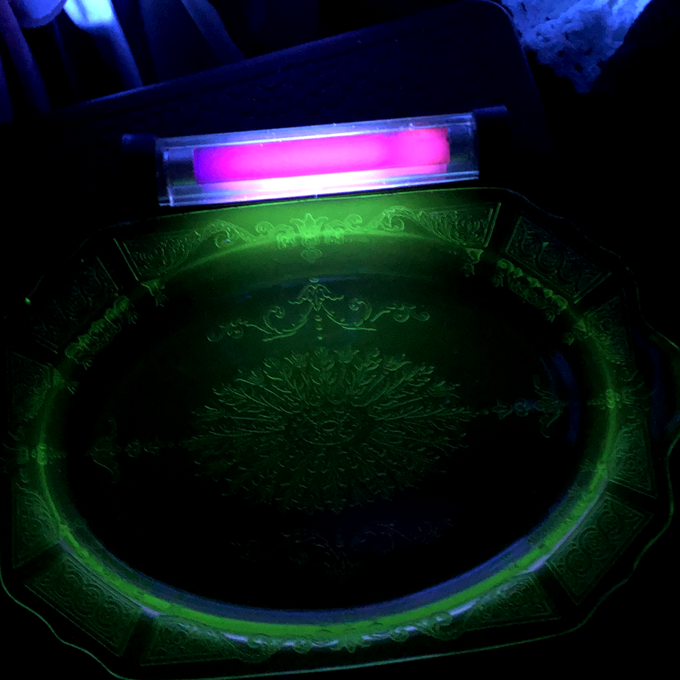 Vintage Anchor Hocking Green Depression Uranium Glass Princess Platter ...