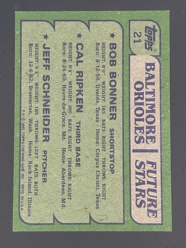 1982 TOPPS - FUTURE STARS CAL RIPKEN #21 (RC) ROOKIE GEM MINT | eBay