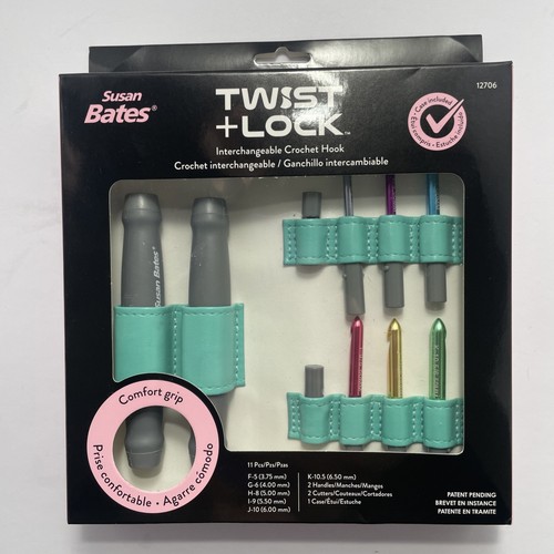 Susan Bates Twist + Lock Interchangeable Crochet Hook Set 11 Pieces ...