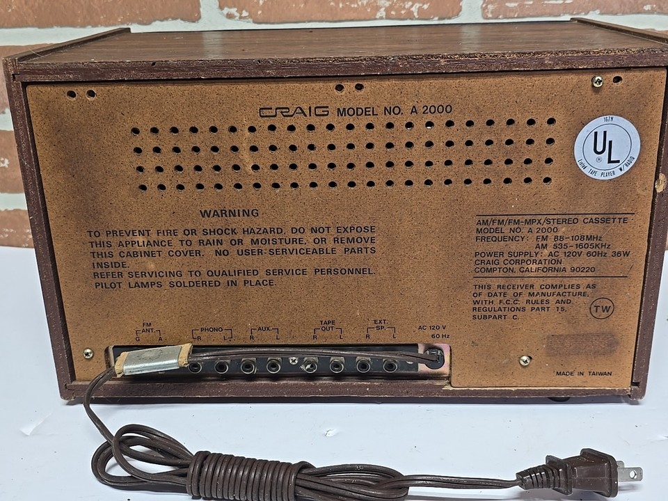 Craig A2000 Compact Stereo System Radio AM/FM, Cassette, Alarm Clock ...