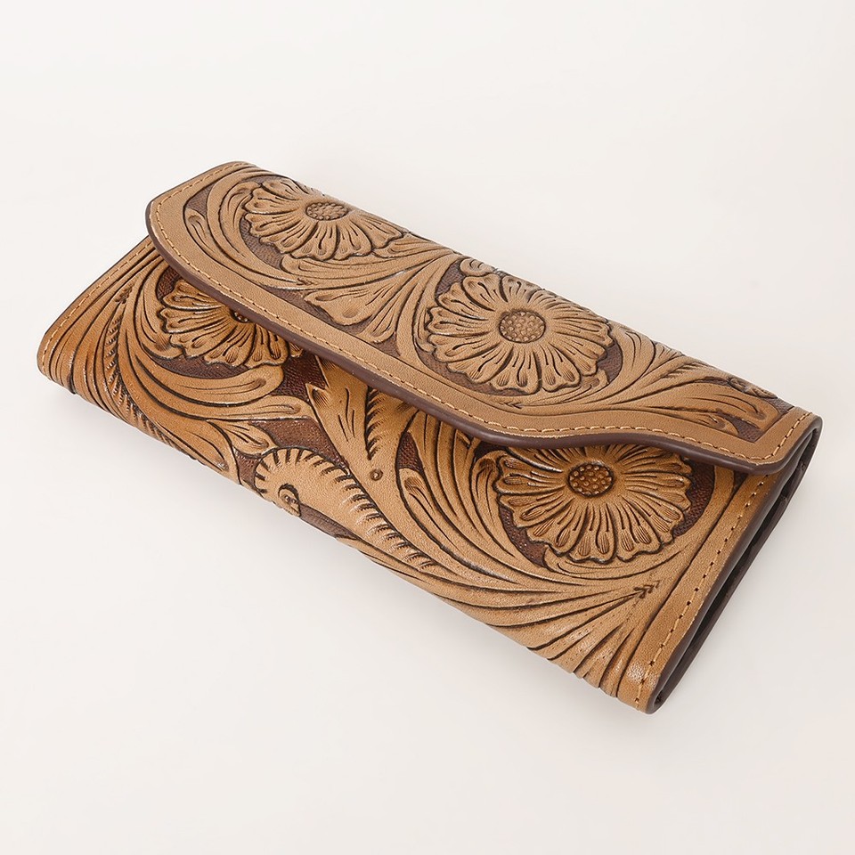 KB OHLAY WALLET Hand Tooled Hair-on Genuine Leather women bag western ...