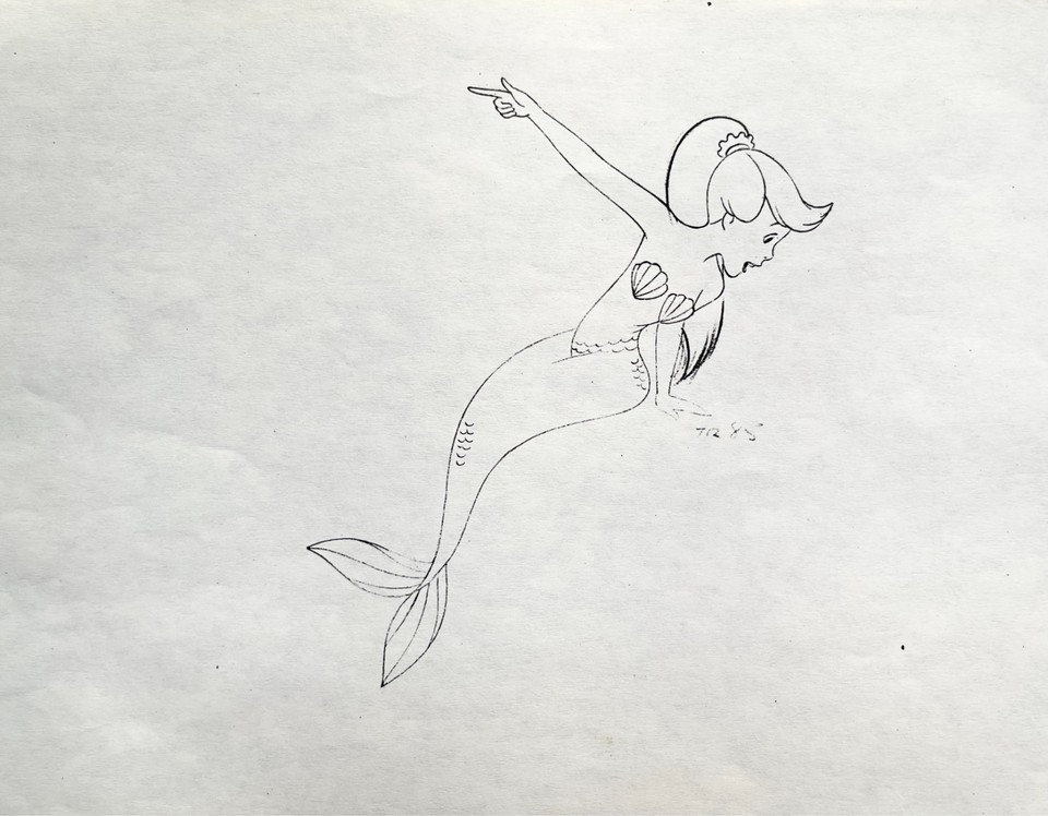 MERMAID POINTING with SHELL BRA Peter Pan Disney ANIMATION RESEARCH ...