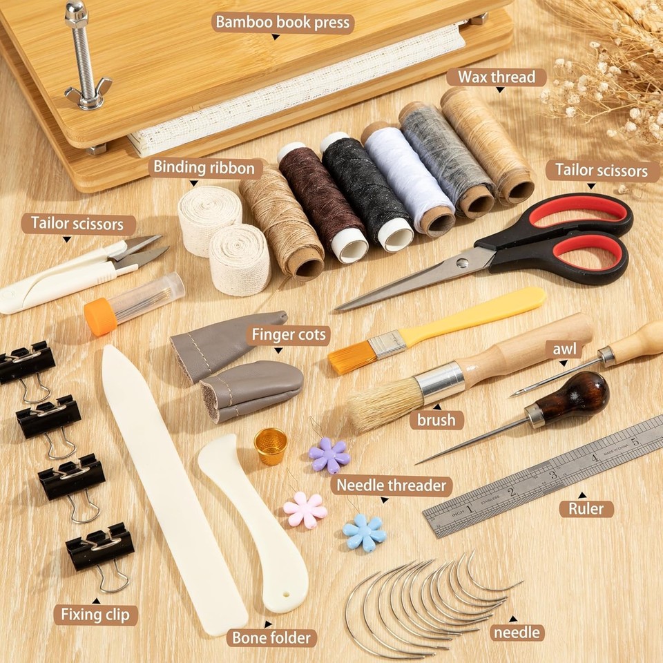 50 Pcs Book Binding Kits for Beginners - Complete DIY Kit with Tools ...
