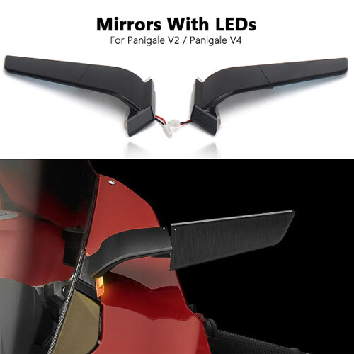 Motorcycle Rear Side Rearview Mirrors with LED Light For Ducati ...
