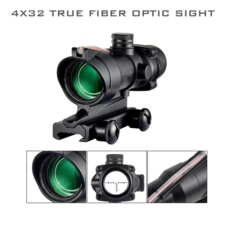 4X32 ACOG True Fiber Optic Red Green Cross Chevron Dot Tactical Sight ...