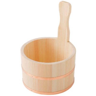 Japanese Wooden One Hand Pail for Bathroom Copper Hoop Depth=11cm Japan ...